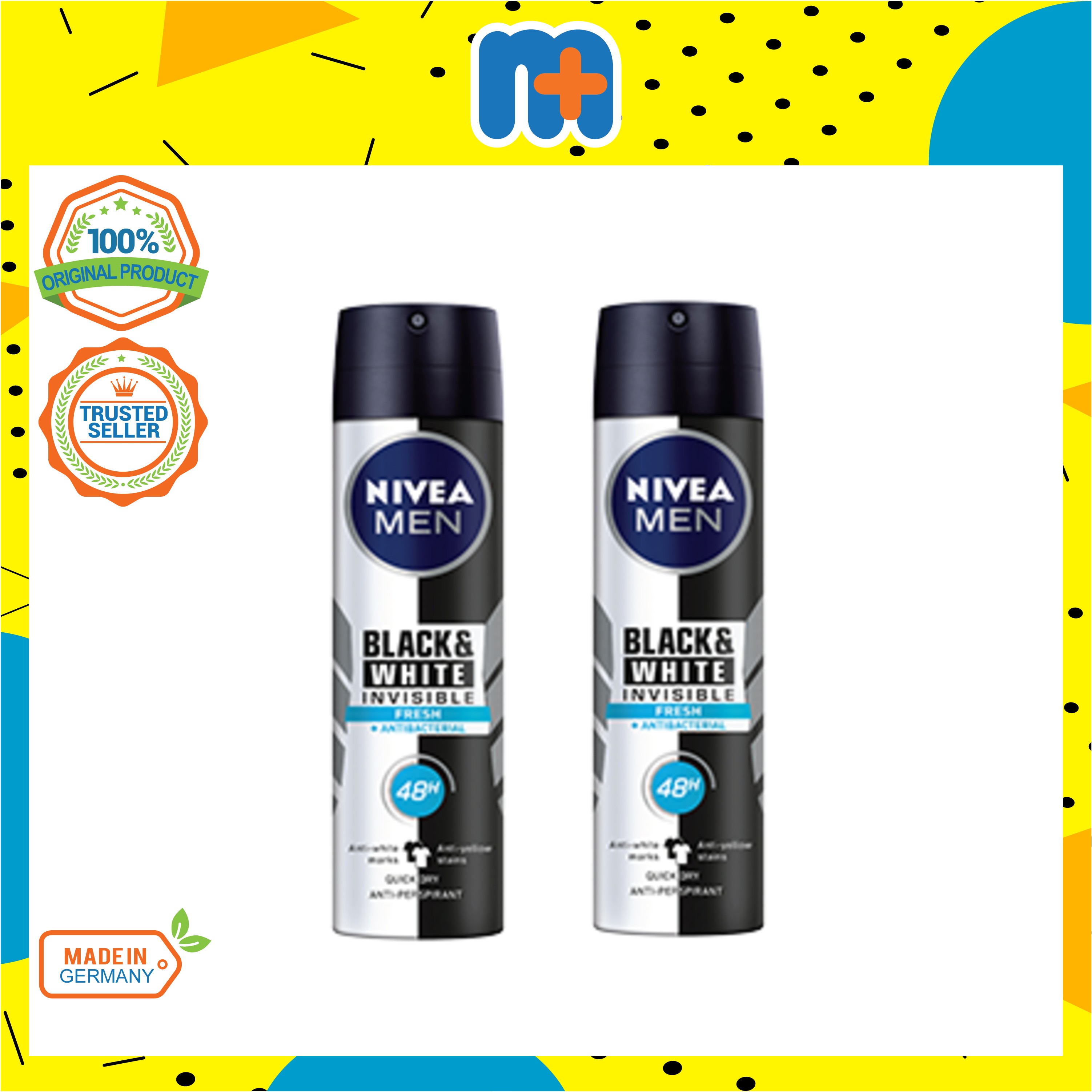 [MPLUS] NIVEA Nid 82241 Deodorant Men Black & White Invisible Spray 150ml Twp